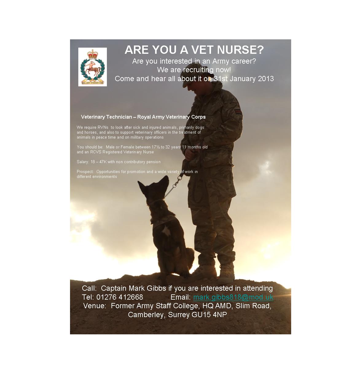 RAVC Vet Nurse Recruiting Event 31 Jan 13 - CAW Blog